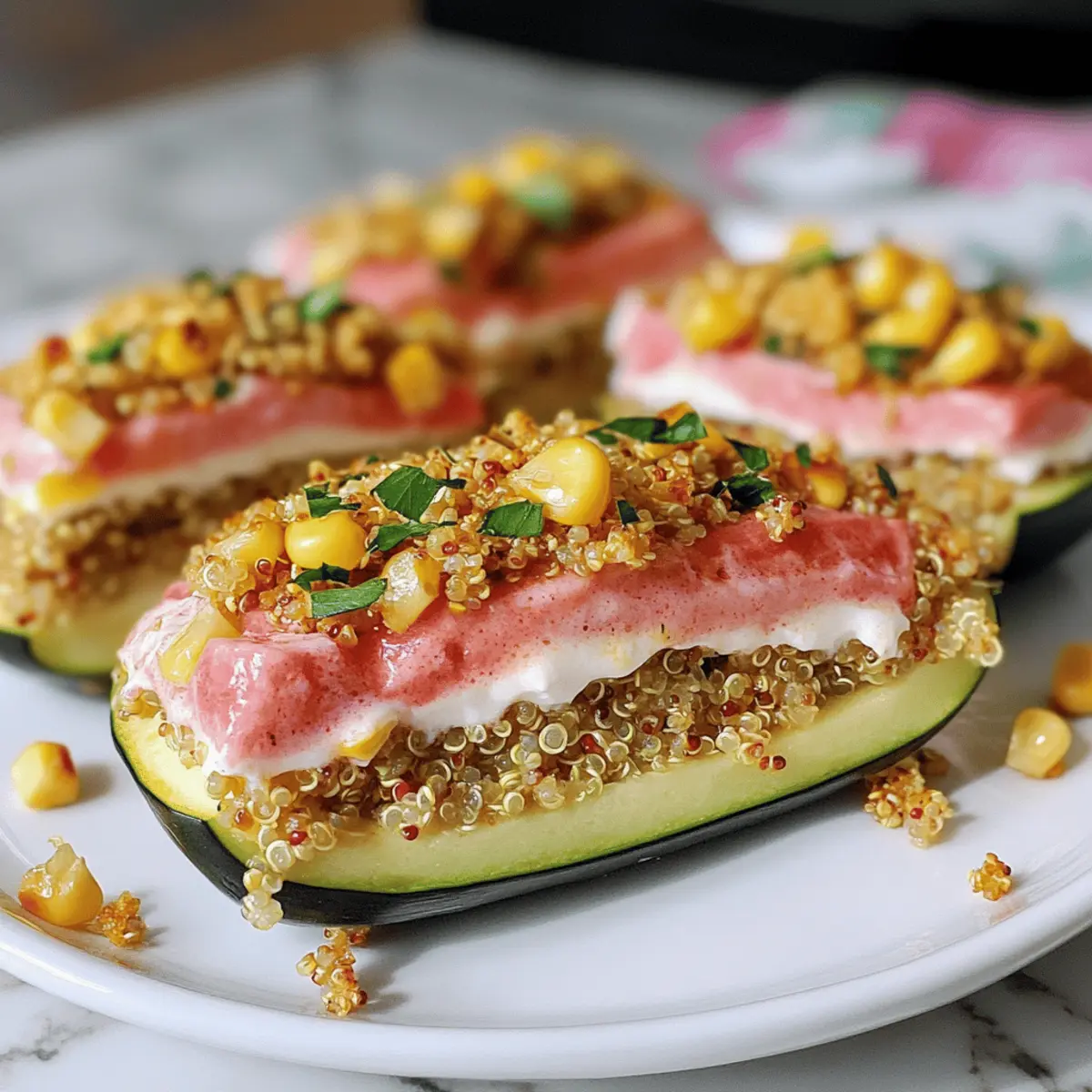 Easy, Delicious Stuffed Zucchini Boats with Quinoa and Corn