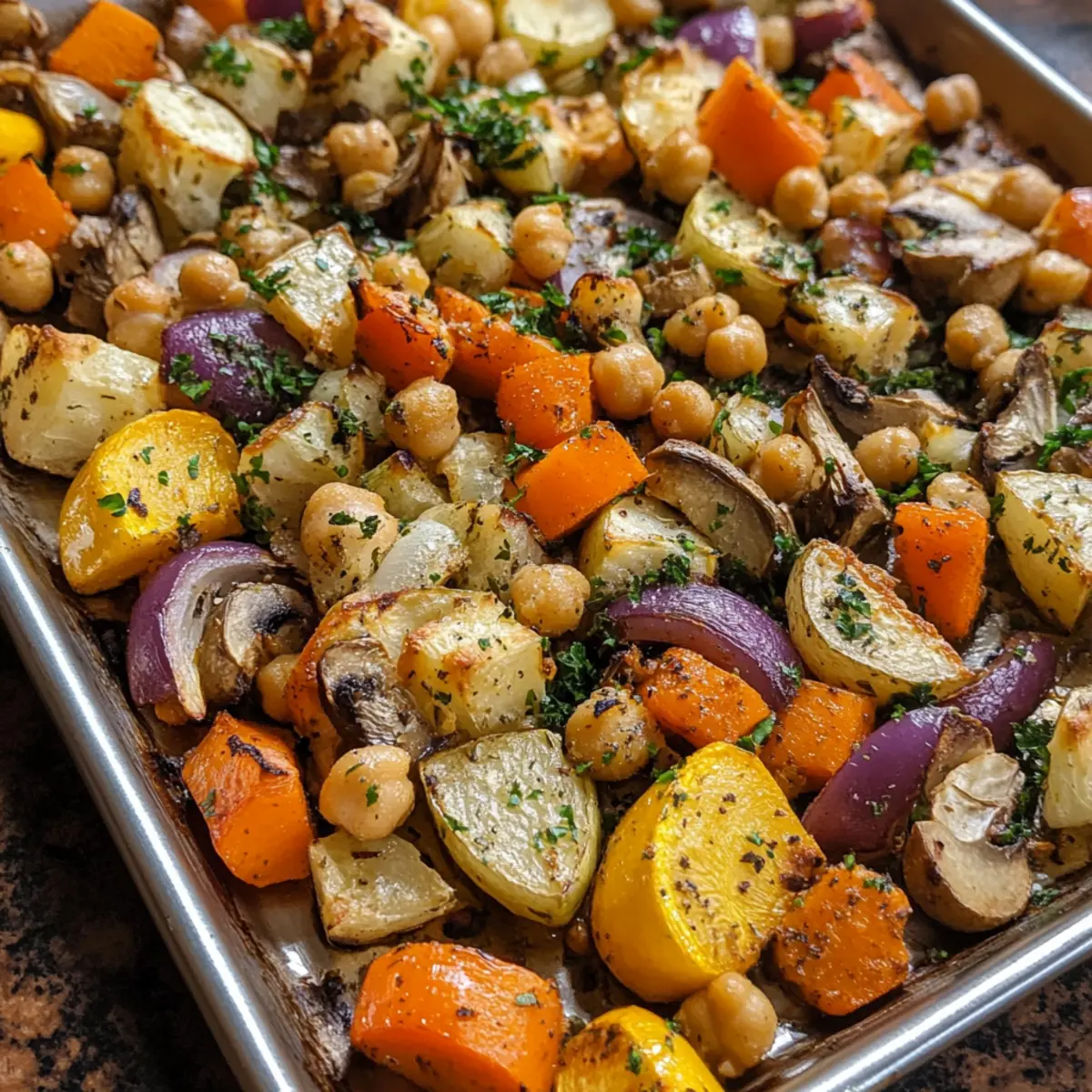 Easy Delicious Roasted Vegetable and Chickpea Sheet Pan Magic