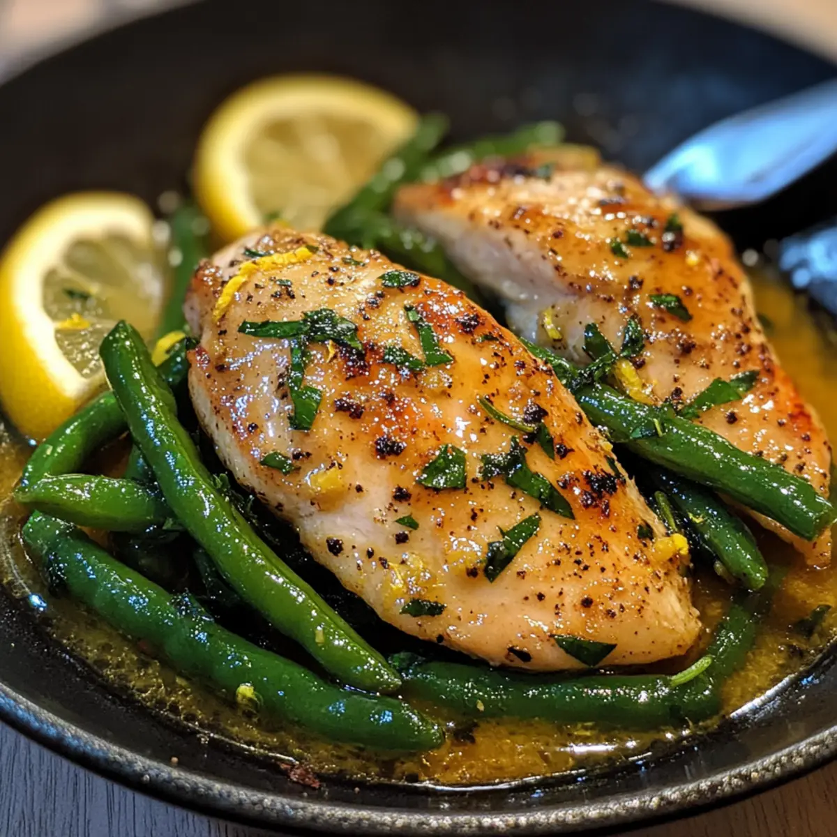 Easy Skillet Chicken with Green Beans and Lemon Sauce Recipe